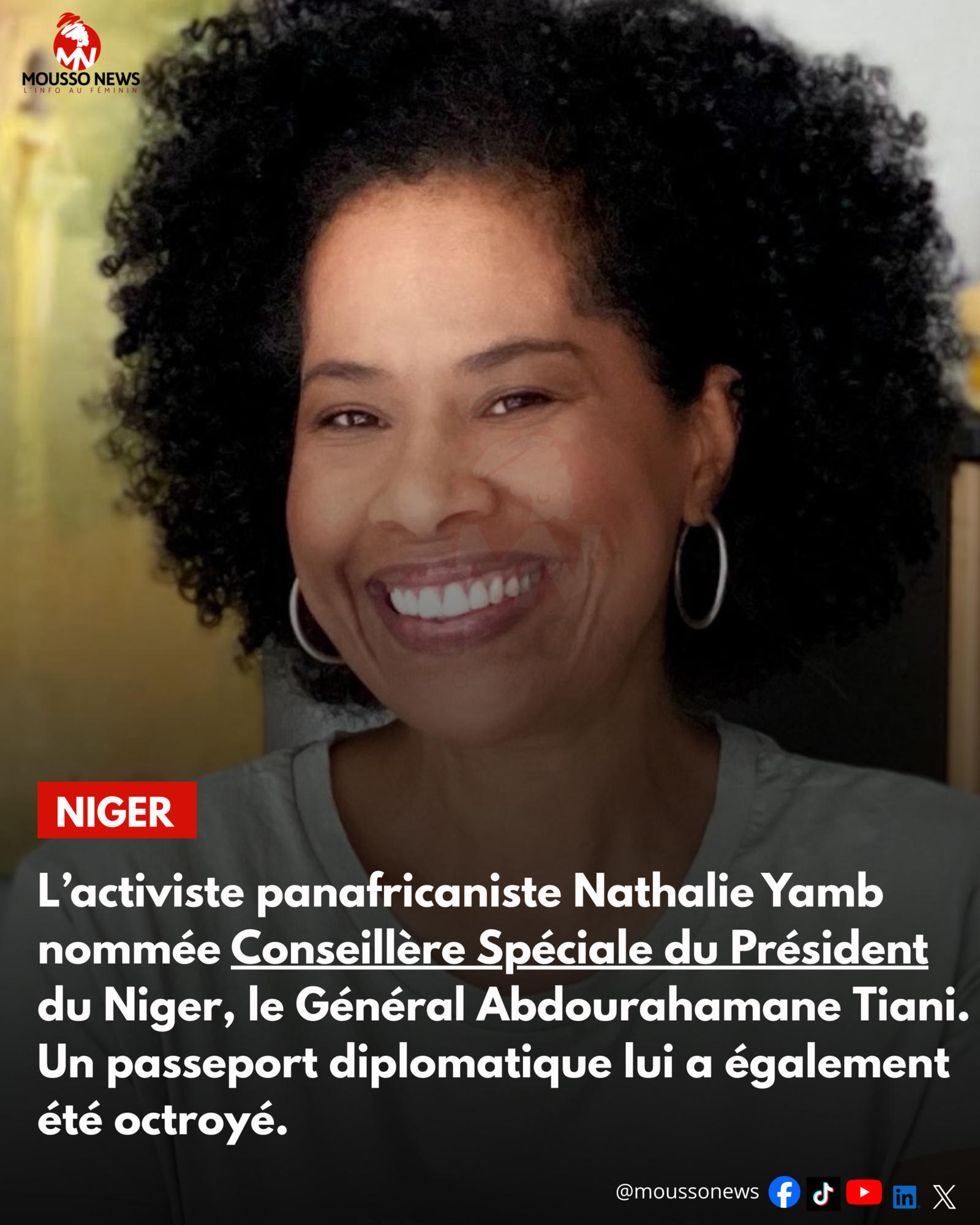 Niger: Nathalie Yamb nommée Conseillère spéciale du Président le ...